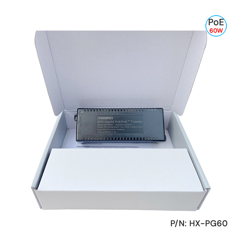Bộ cấp nguồn PoE injector 60W HX-PG60 băng thông Gigabit
