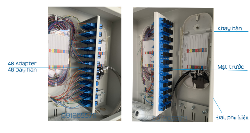 Hộp phối quang ODF 48FO Ngoài trời ( Đầy đủ phụ kiện)